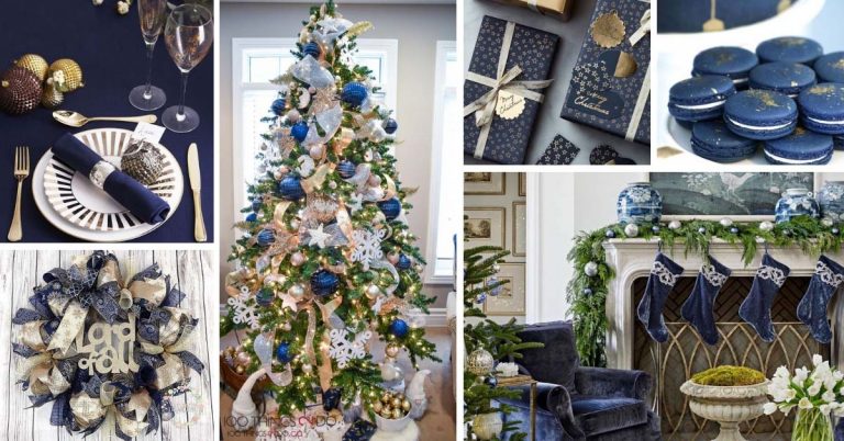 16 Exquisite Gold and Navy Blue Christmas Decorations