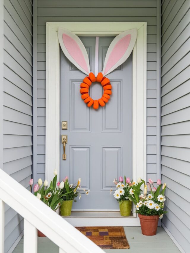 27 Bunny-Themed Easter Door Decorations for a Hoppy Welcome