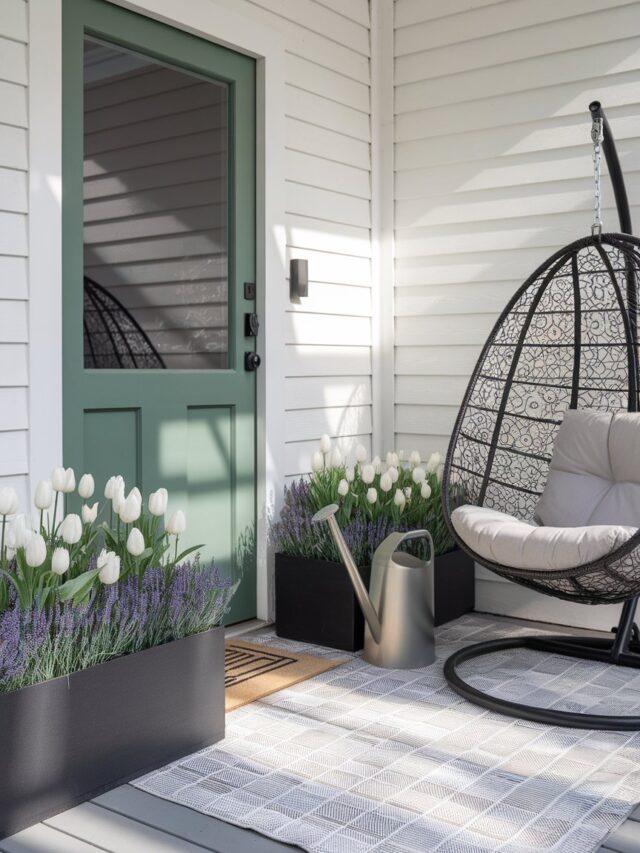 25 Stunning Spring Front Porch Ideas for Homes with Green Doors