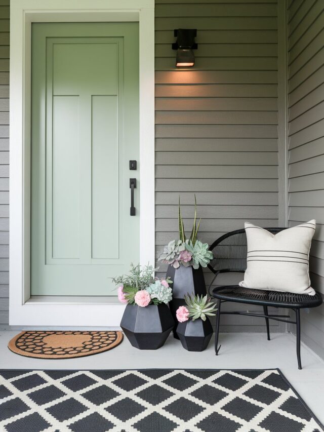 25 Stunning Spring Front Porch Ideas for Homes with Green Doors