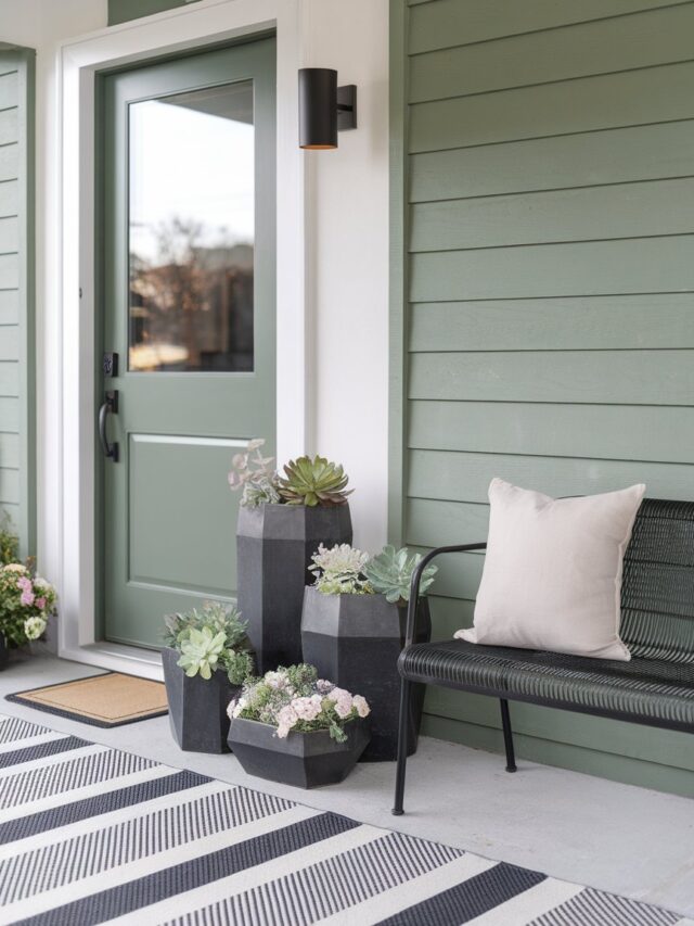 25 Stunning Spring Front Porch Ideas for Homes with Green Doors