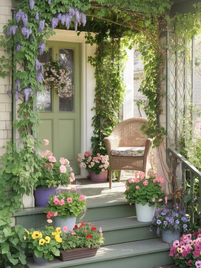 25 Stunning Spring Front Porch Ideas for Homes with Green Doors